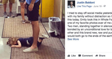 Photo of a calm dad and a screaming toddler holds an important ...