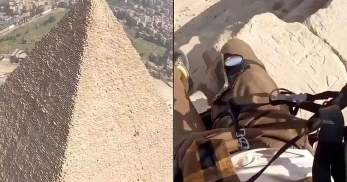 A Man Paraglided Over The Great Pyramid of Giza and Was Able to Take ...