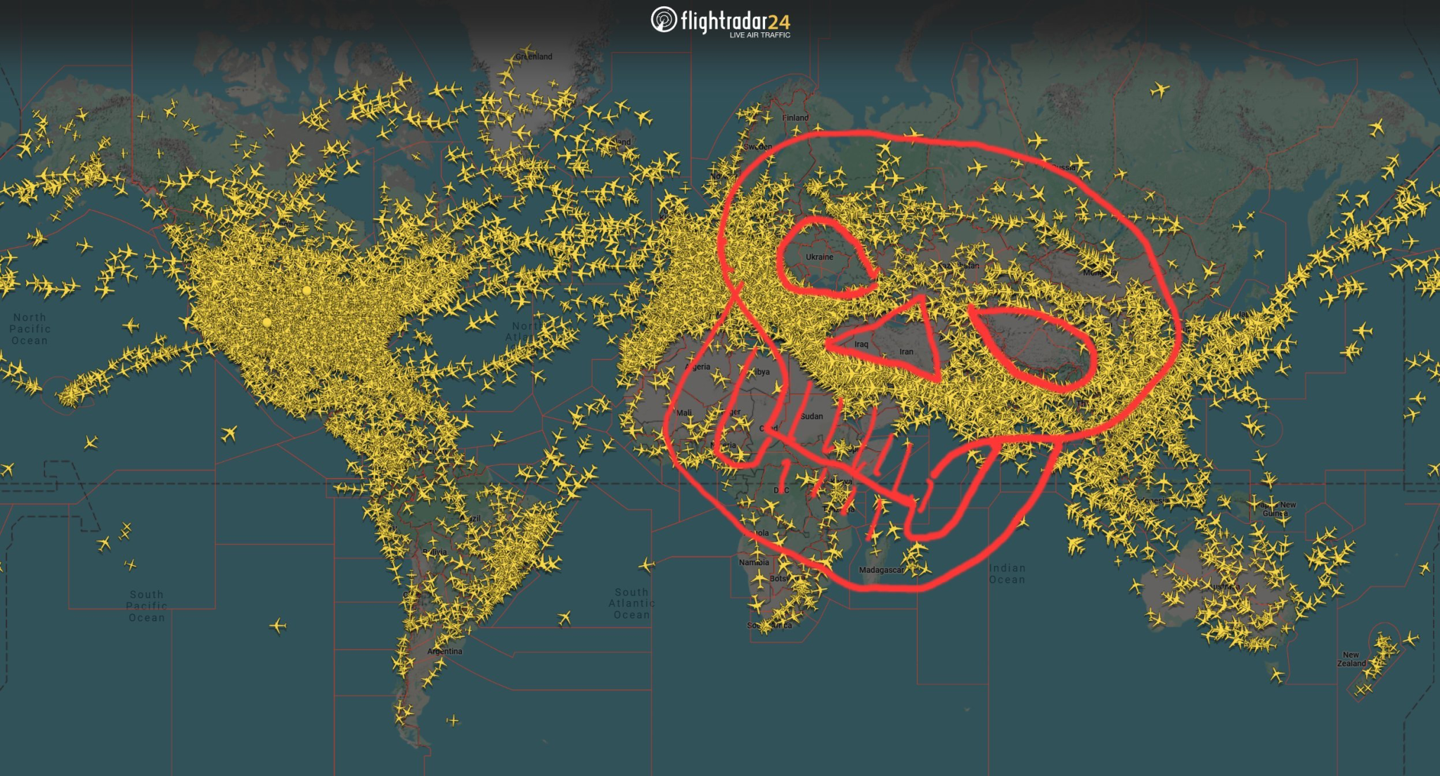 Eerie Pattern on Flight Map Resembles Skull, Leaves People Unsettled